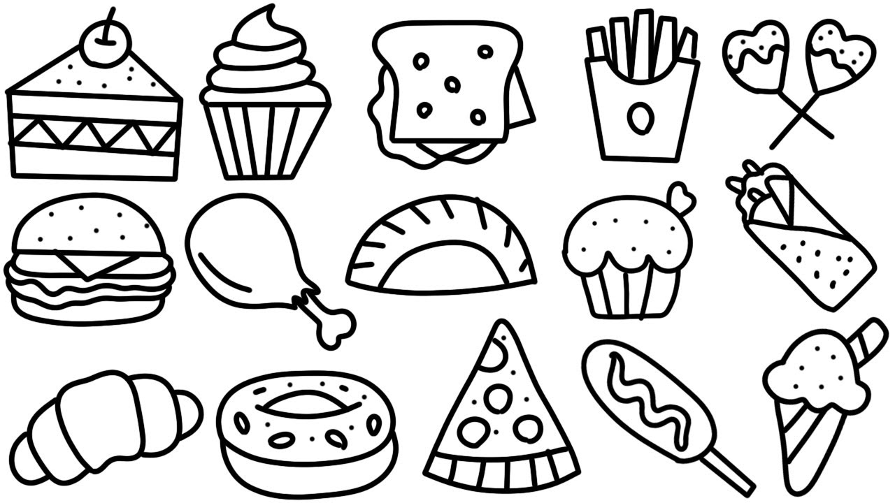 How to draw a food easy | candy,cake,lollipop,ice cream,donuts |Easy ...