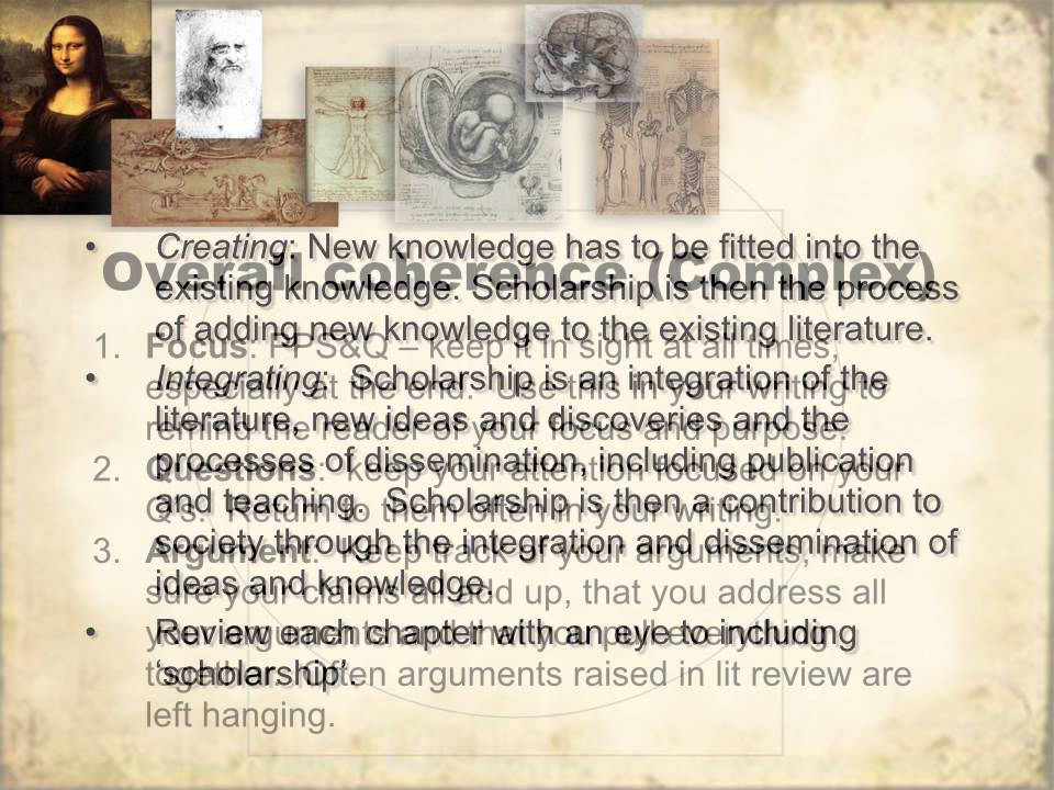 Scholarship, originality and coherence in a dissertation - YouTube