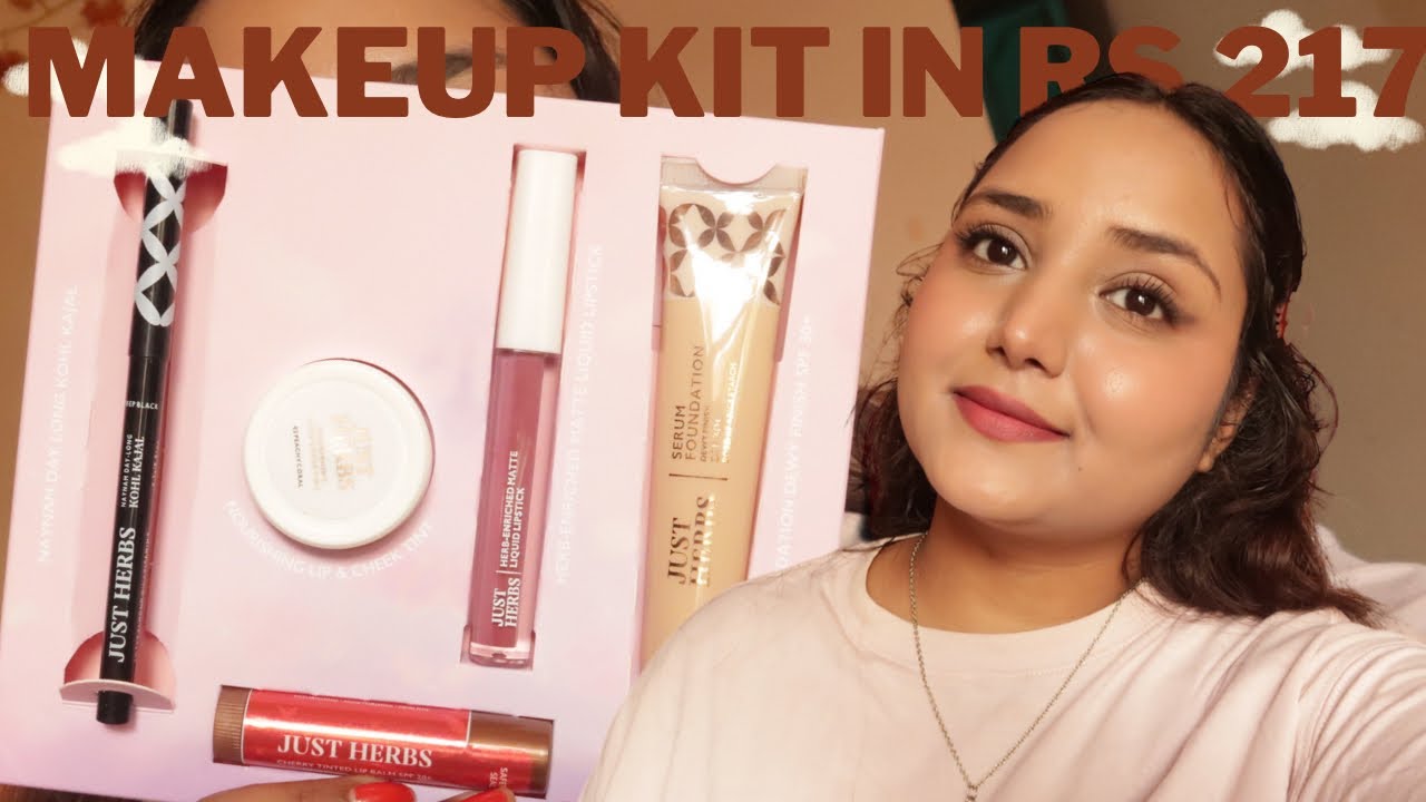*New Just herbs essential makeup kit review + demo || foundation is too ...