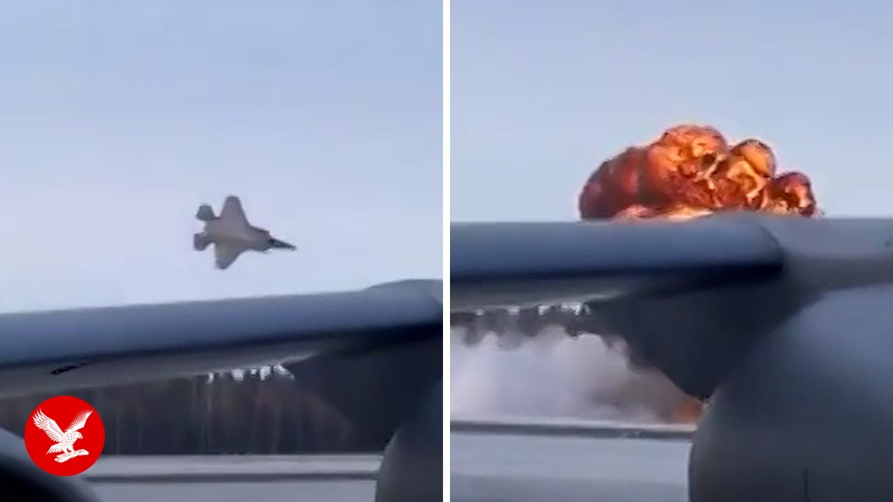 Pilot ejects moments before F-35 fighter jet crashes at US base - YouTube