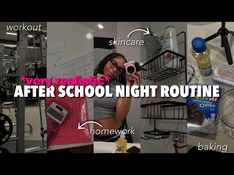 MY *REALISTIC* AFTER SCHOOL NIGHT ROUTINE | homework, chores, gym, skincare, etc
