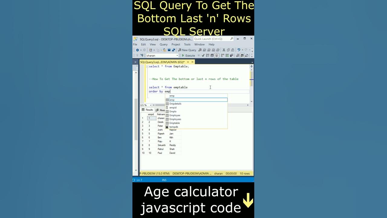 Get Last N Rows From The Table Microsoft SQL Server - YouTube