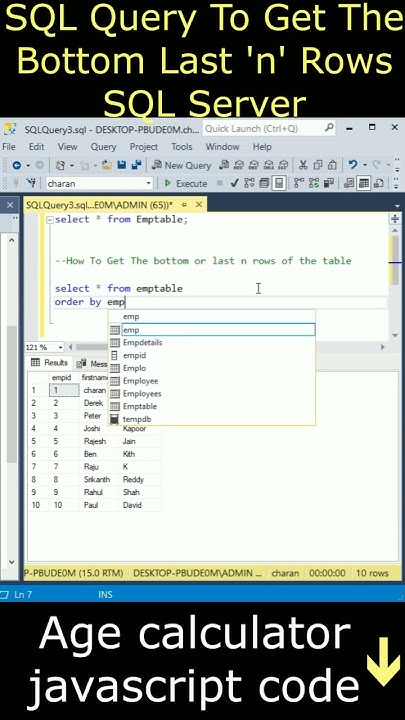 Get Last N Rows From The Table Microsoft SQL Server - YouTube