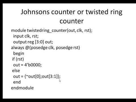 verilog| counter ring and johnson counter - YouTube