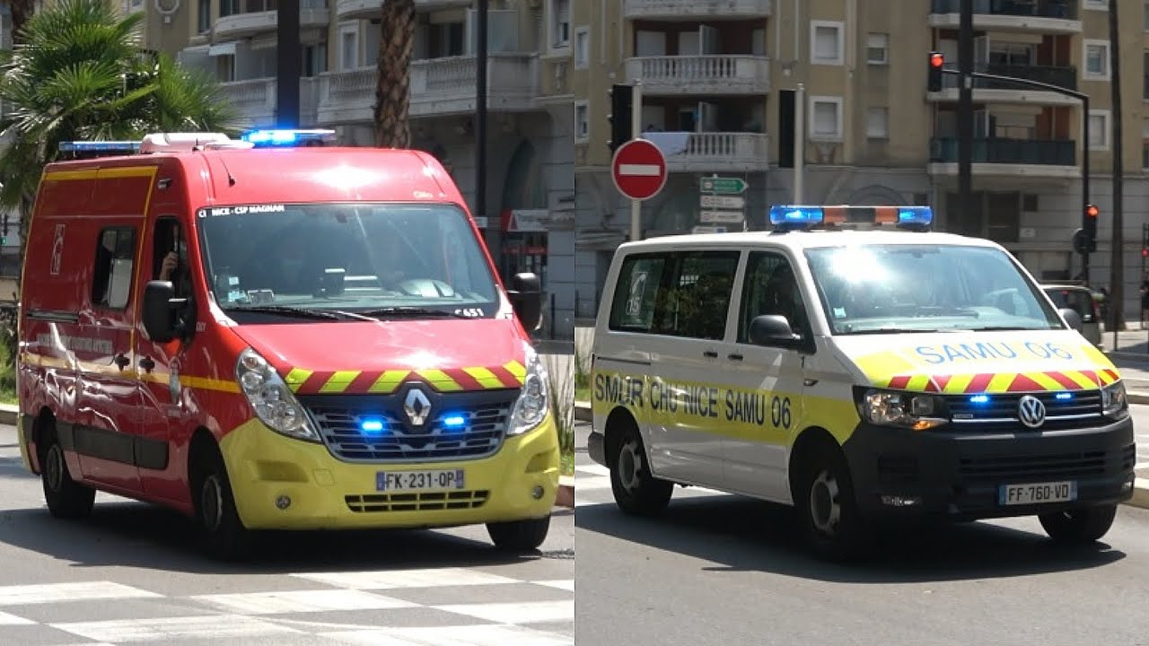 [SDIS 06] Sapeurs Pompiers Nice VSAV + SAMU 06 en urgence // Nice ...