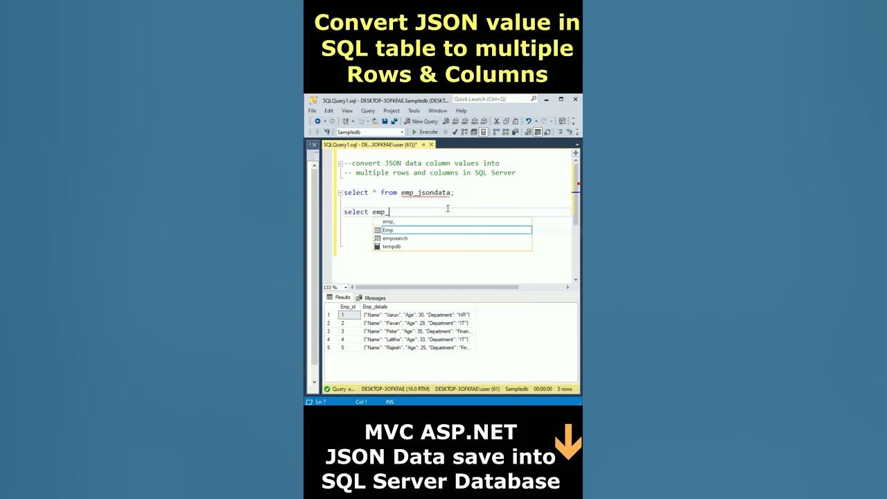 Convert Json Data Values Into Table Rows And Columns Sqlserver Json Youtube 6121