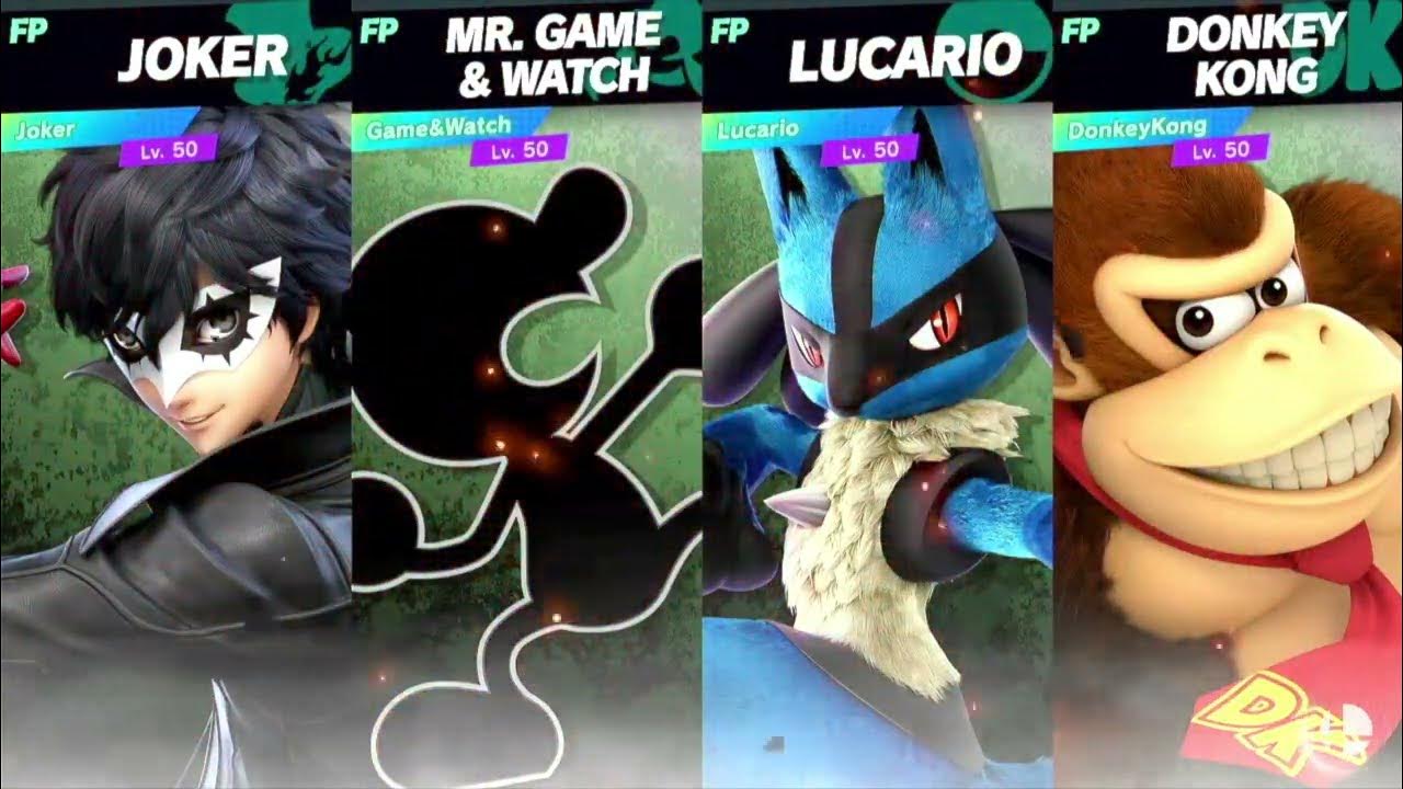 Super Smash Bros Ultimate Amiibo Fights 11pm Finals Joker v Mr Game&Watch v Lucario v Donkey ...