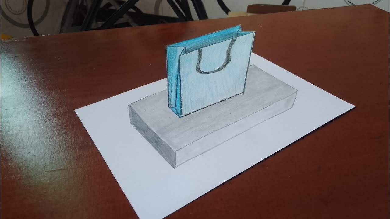 How to draw bag like real 3D drawing on paper - YouTube
