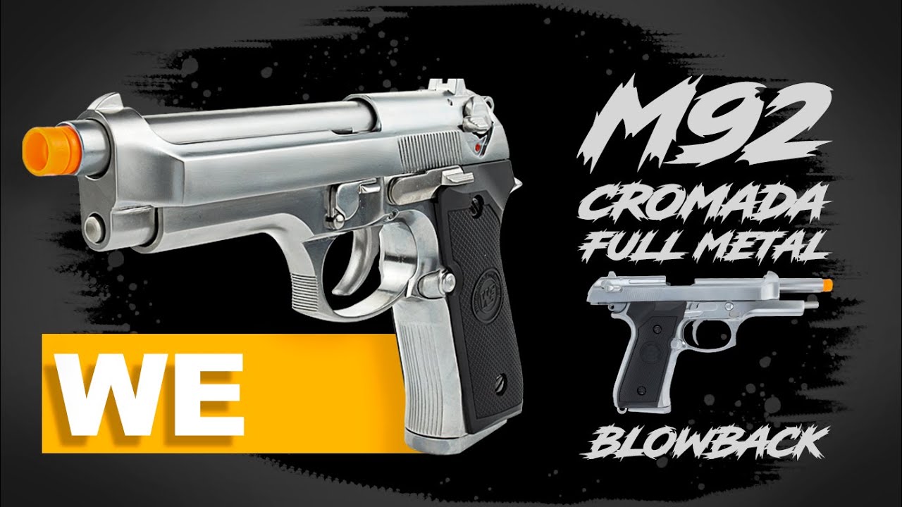 Pistola Airsoft Beretta M92 Cromada Full Metal WE [ Unboxing LOJA DA ...