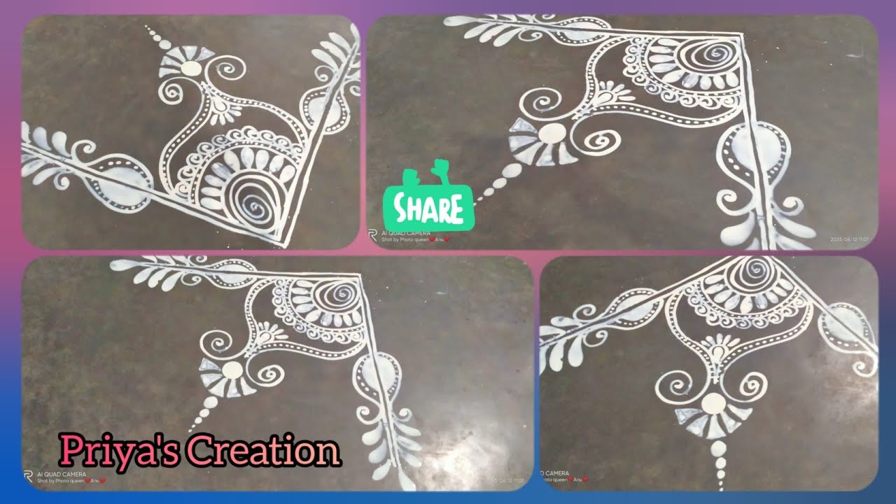 Amazing Corner alpona//Floor Alpona//attractive design//art by Priyanka ...
