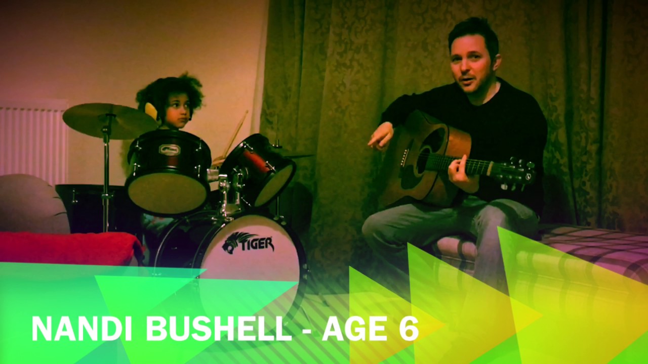Nandi Lily Bushell - Drummer Girl - Age 6 - Jamming With Dad - YouTube
