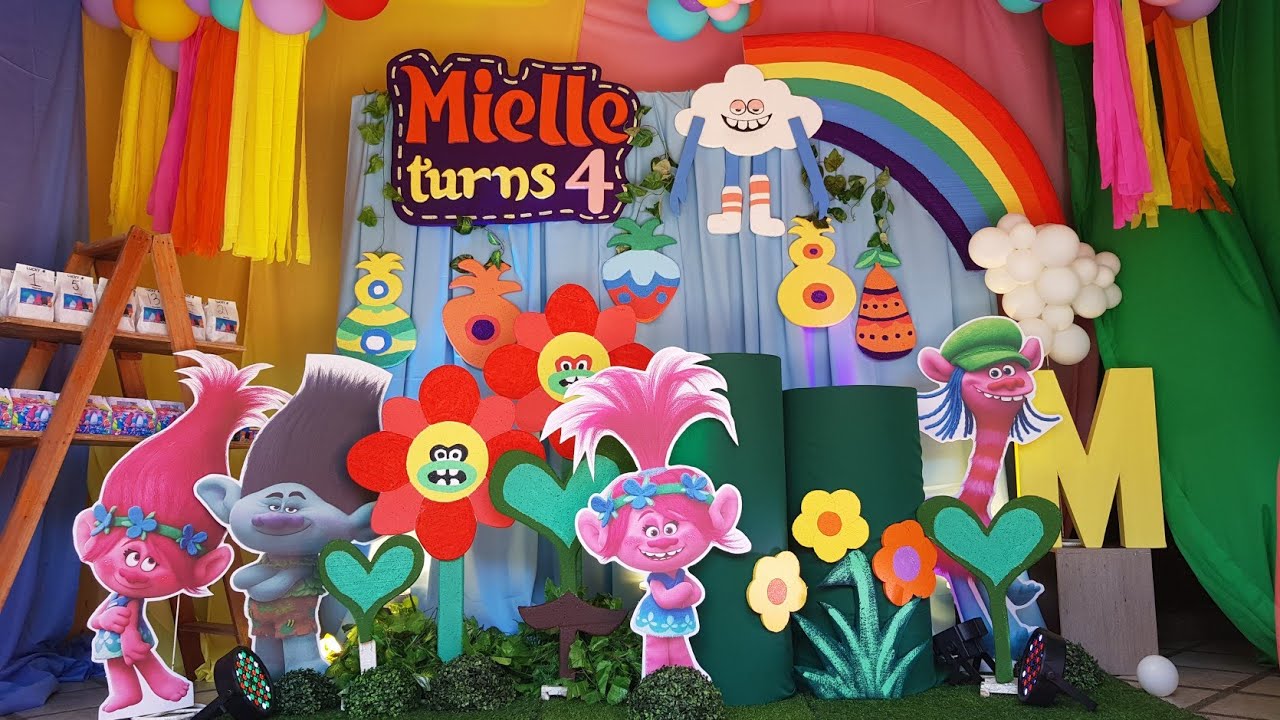 Trolls Themed Birthday Celebration by Ribbons & Scissors - YouTube