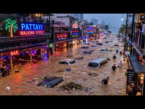 Pattaya under water, Thailand in chaos! Streets submerged after heavy rain hit the city