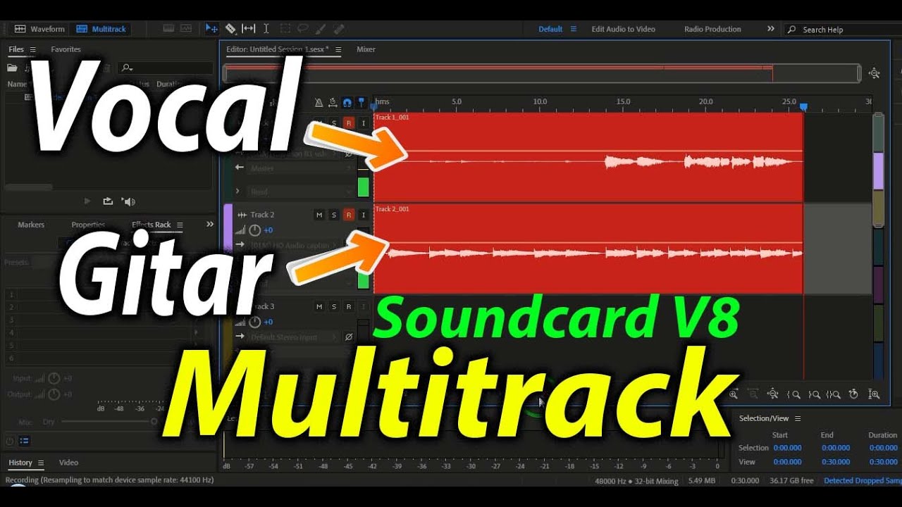 Cara multitrack (Gitar dan Vocal terpisah) dengan Sound Card v8 ...