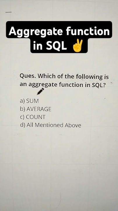 Aggregate Function in SQL || SQL Important Questions #shorts #sql #dbms #interview #dataanalysis ...