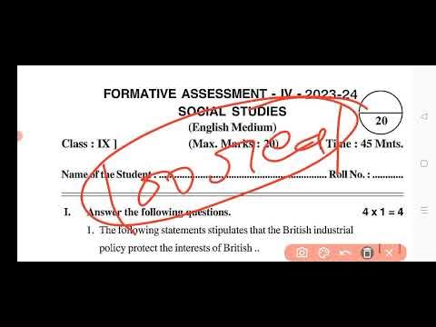💯9th class Fa4 social studies real question paper 2024|9th social studies Fa4 question paper ...