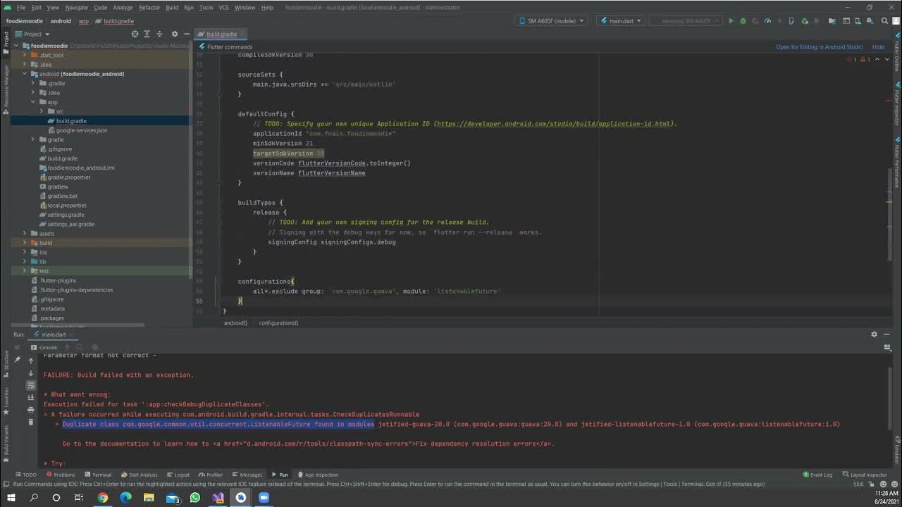 Execution failed for task ':app:checkDebugDuplicateClasses' - YouTube