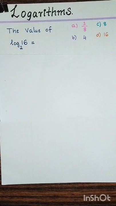 Maths | algebra | logarithms-2 | find the value of log(base2) 16 - YouTube