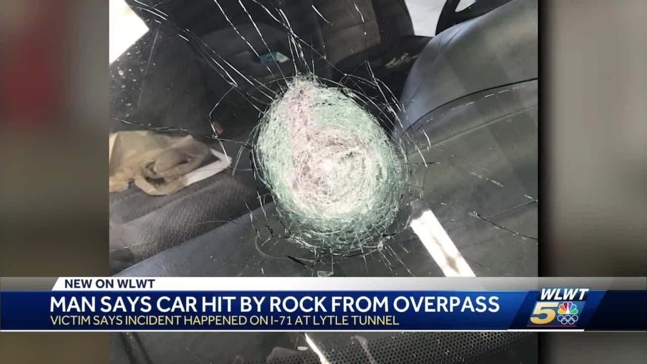 Man says car hit by rock from I-71 overpass - YouTube