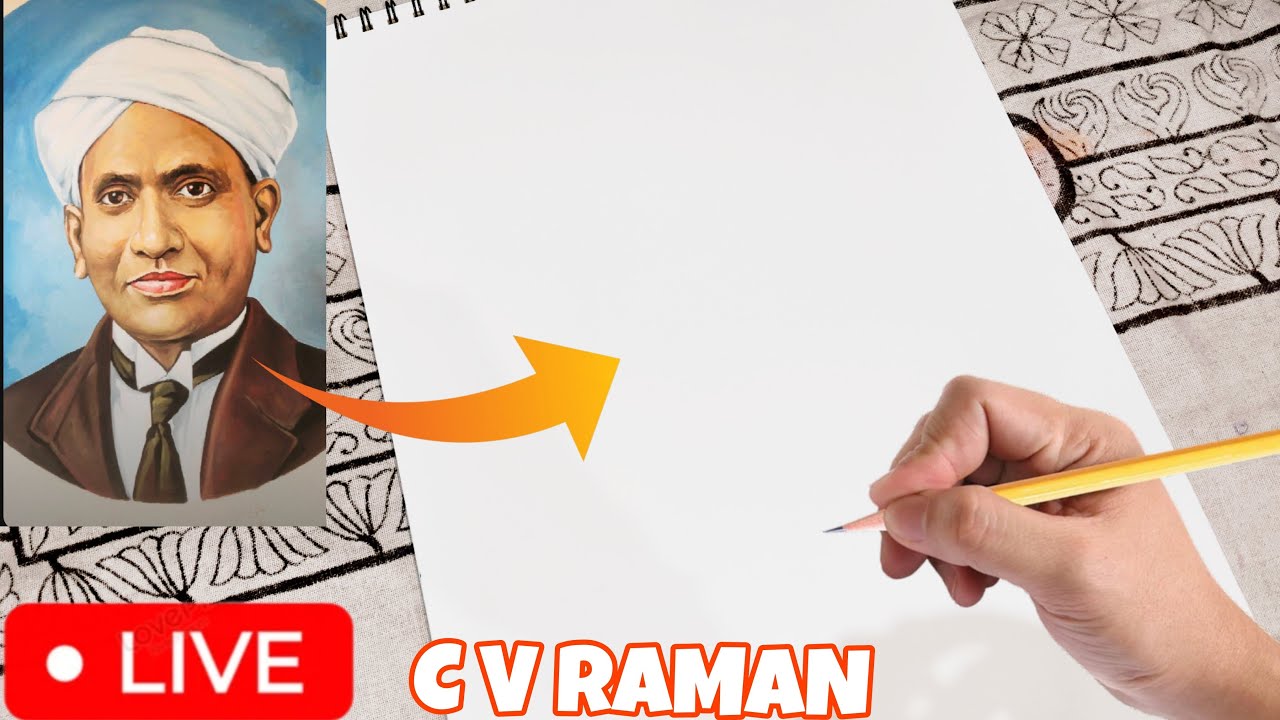 Draw with me cv raman drawing , Cv raman drawing with colour , Birthday ...