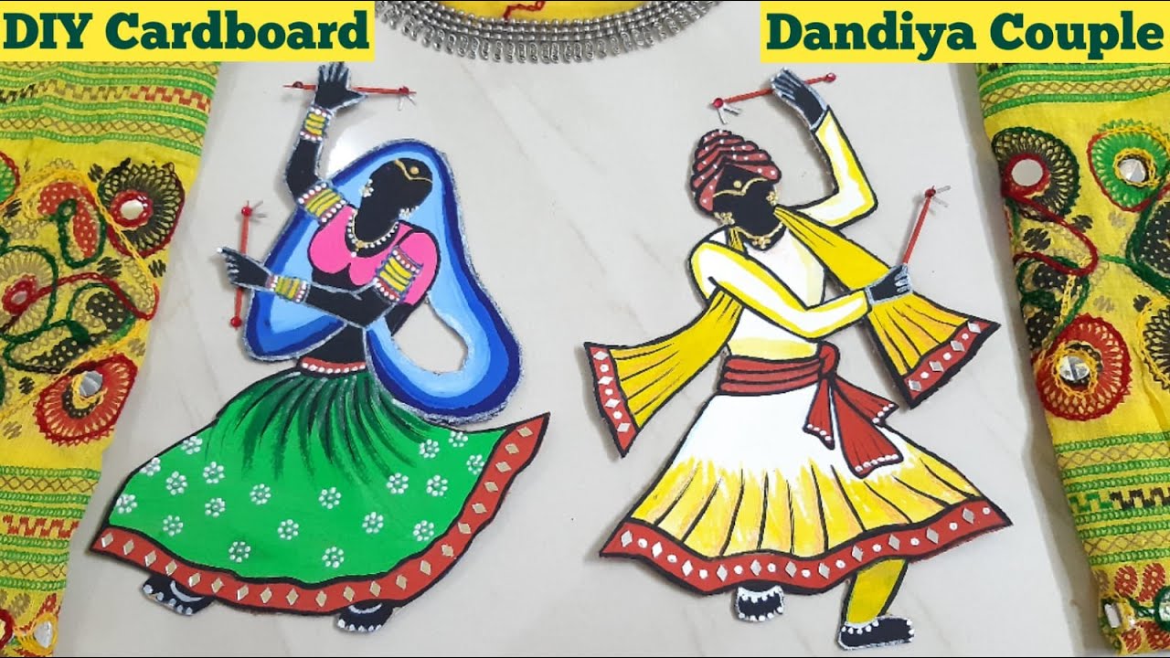 DIY Cardboard Dandiya Couple Wall Decor | DIY Wall Hanging | Navratri ...