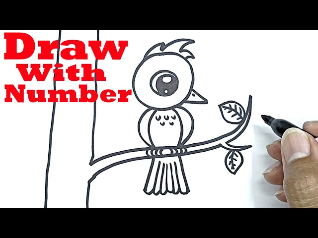 How To Draw A Bird Tutorial With Number 0 | Drawing With Number ...
