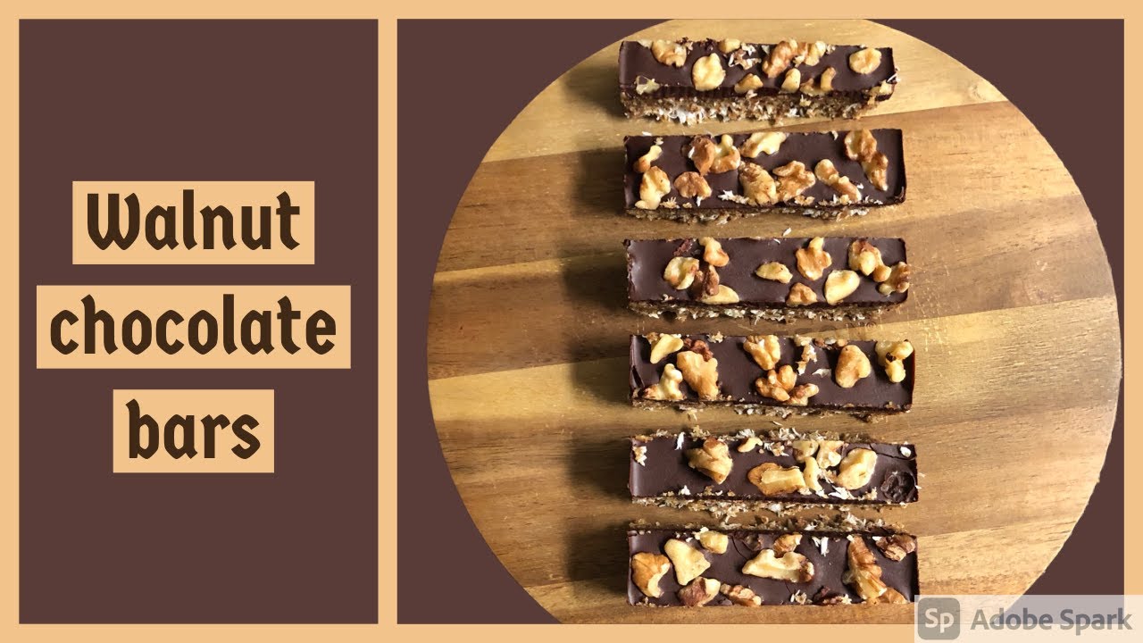 Walnut chocolate bar | Chocolate nut bar with dates| Dark chocolate ...