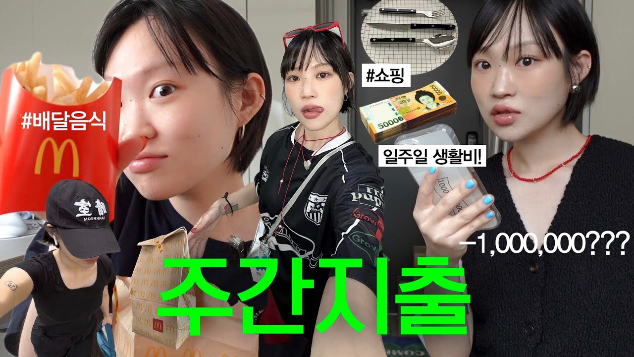 30대 자취생은 일주일에 얼마 쓸까 소비 브이로그 자취 지출기록 쇼핑 맥도날드 불닭볶음탕면 배달음식 집밥 자취