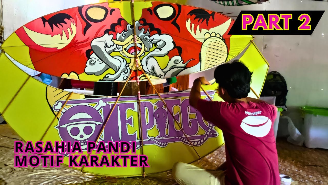 Cara Motif Layangan Pegon Ceper Bentuk Karakter Luffy One Piece Gear 5 ...