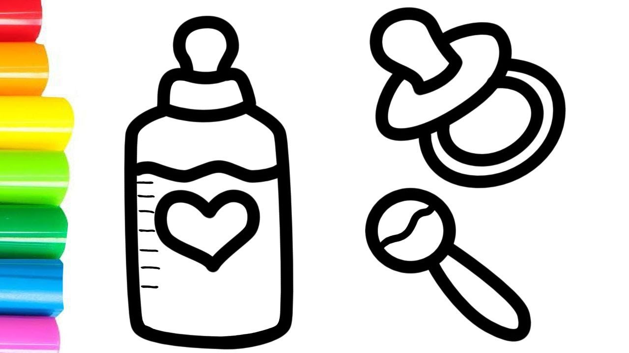 Bolalar uchun qo'g'irchoq va chaqaloq shishasini qanday chizish mumkin ...