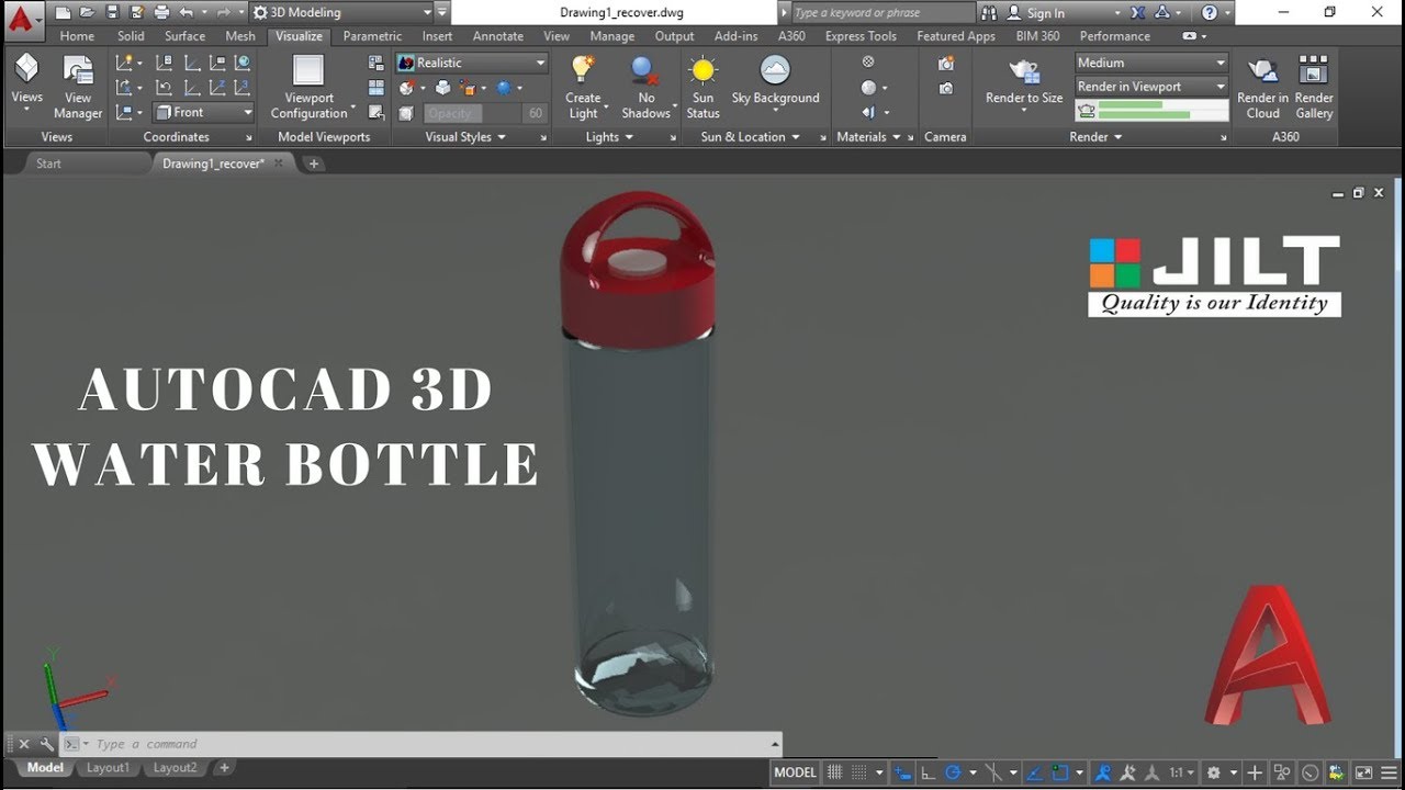 Autocad 3D | Design 2 | WATER BOTTLE - YouTube