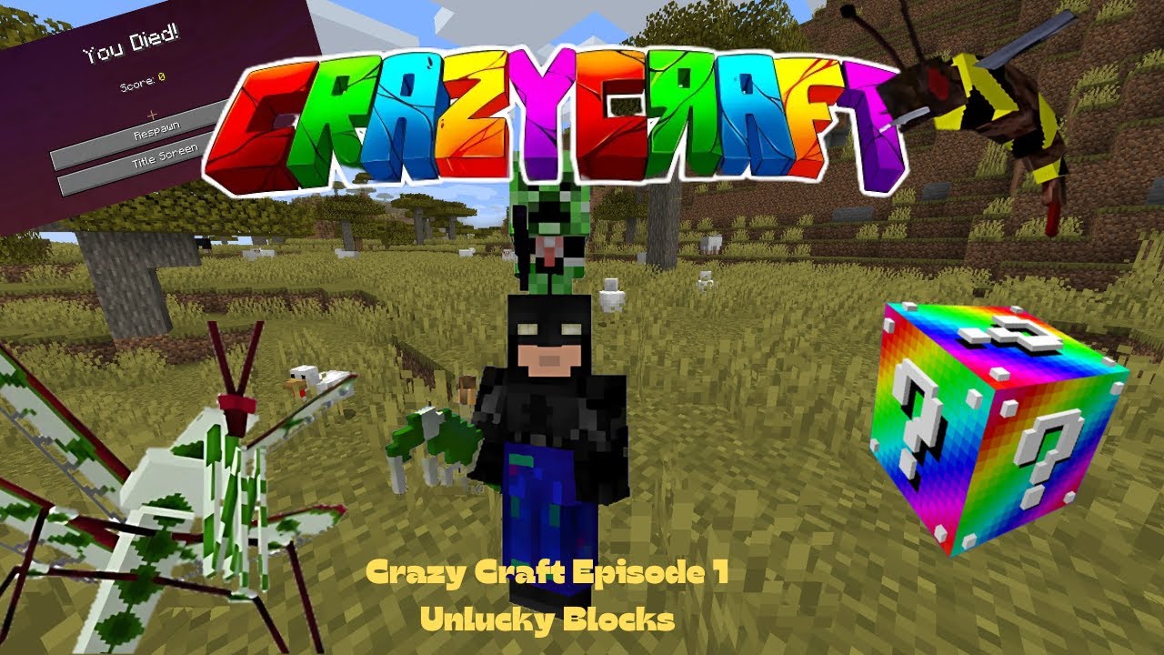 Let's Play Crazy Craft! Episode 1: Unlucky Blocks - YouTube