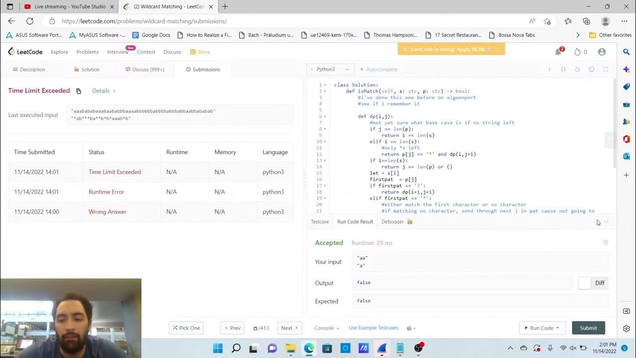 Leetcode Hard 44 Wildcard Matching Youtube
