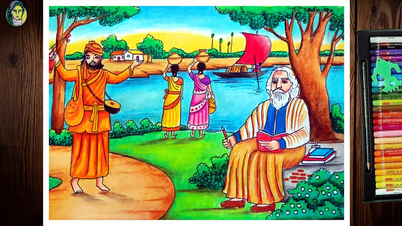 How To Draw Rabindranath Tagore Birthday Special Scenery | Rabindranath ...