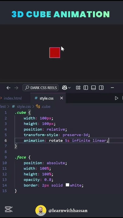 Create 3D Cube Box Animation pure CSS | 3D Box Animation Pure CSS | CSS | CodeMinds - YouTube