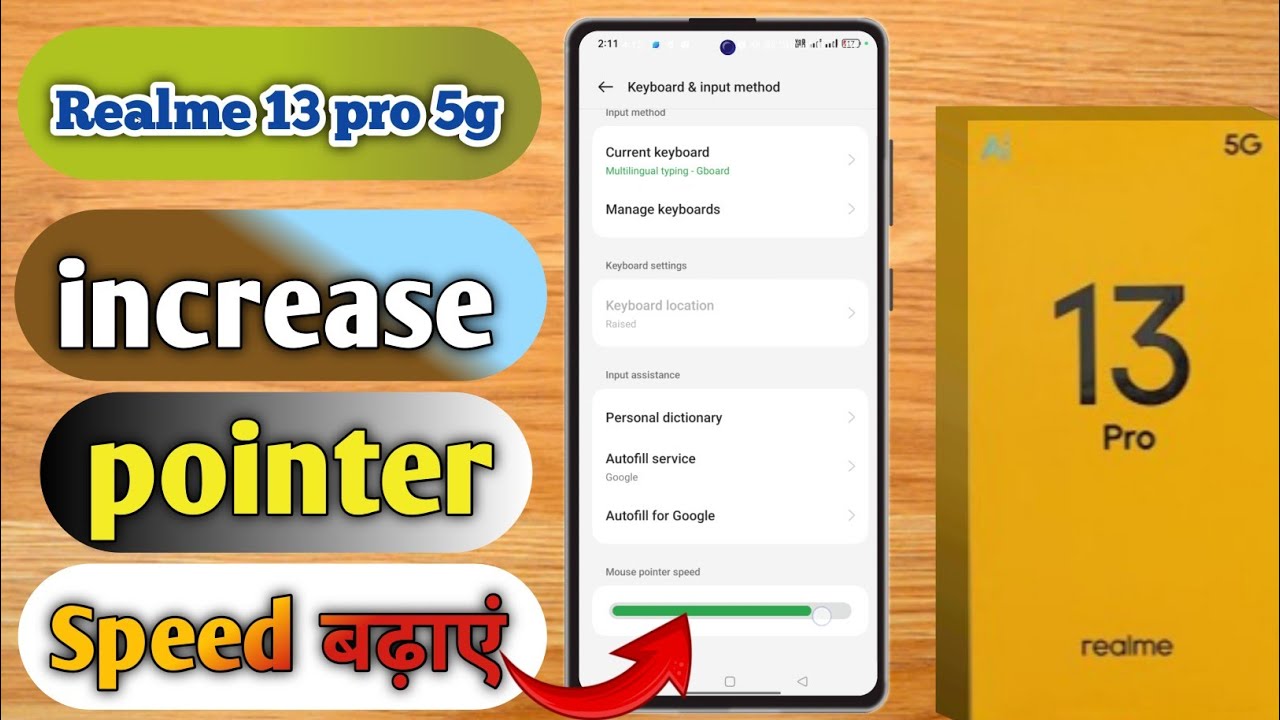 how to increase pointer speed in realme 13 pro 5g and, realme 13 pro 5g me pointer - YouTube