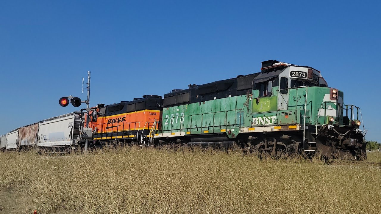 BNSF train 2873 leads a northbound local train into Taylor texas(Ex ...