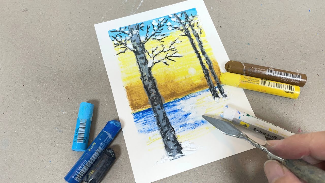 How to Paint Trees in Golden Sunset Tutorial for Beginners | Soft Oil ...