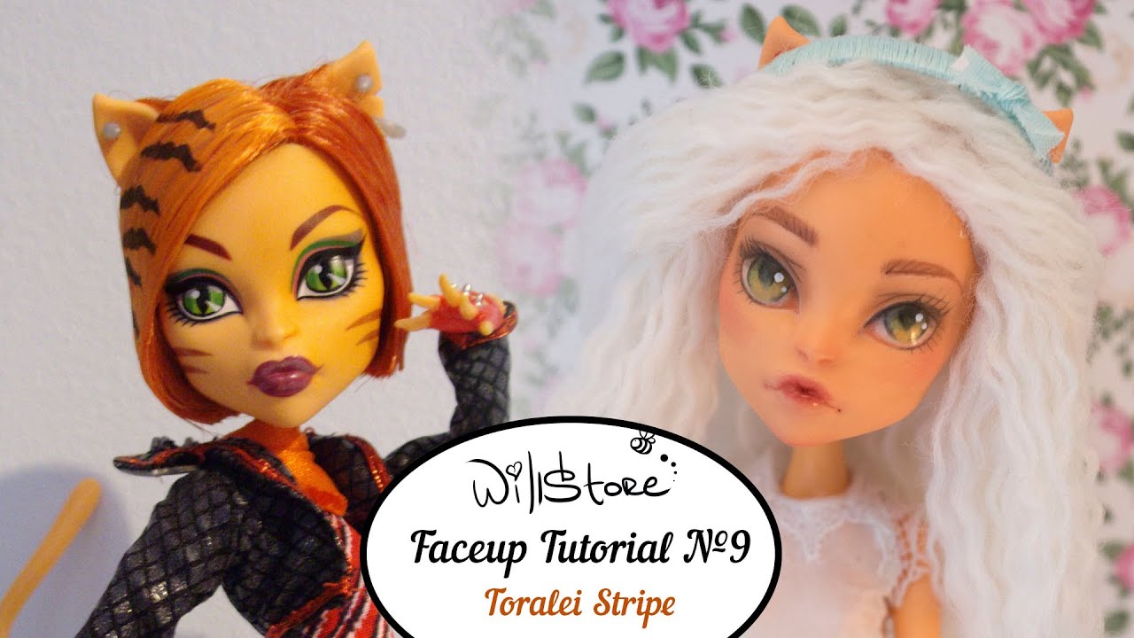 Faceup Tutorial №9 OOAK Toralei Stripe repaint custom doll - YouTube