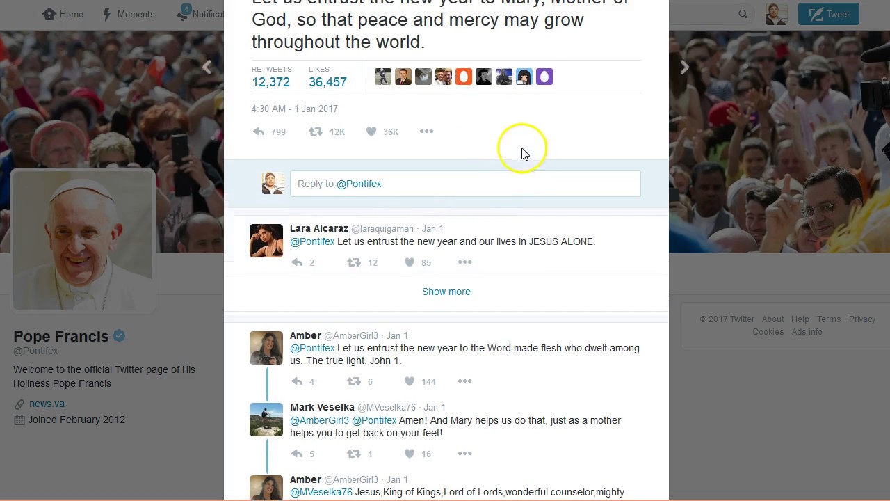 Pope tweets "Entrust the New Year to Mary", not Jesus Christ - YouTube