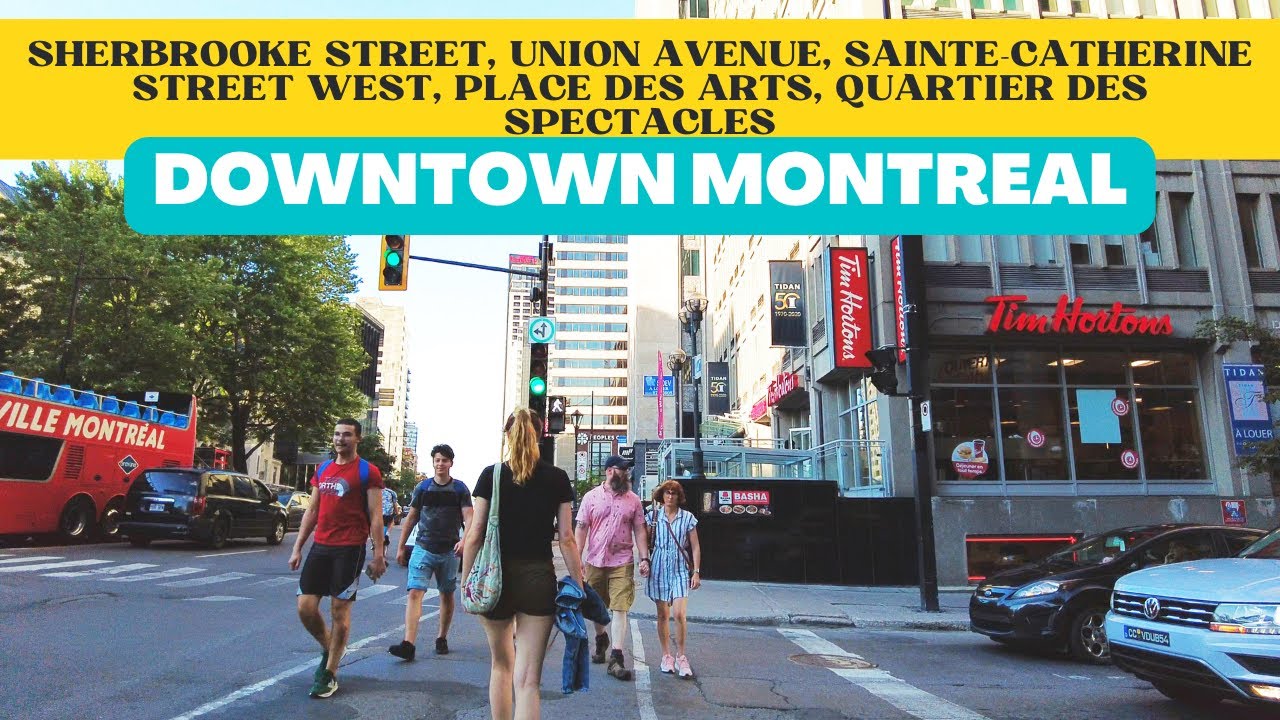 Evening Walk in Downtown Montreal on Sherbrooke St and Sainte-Catherine ...