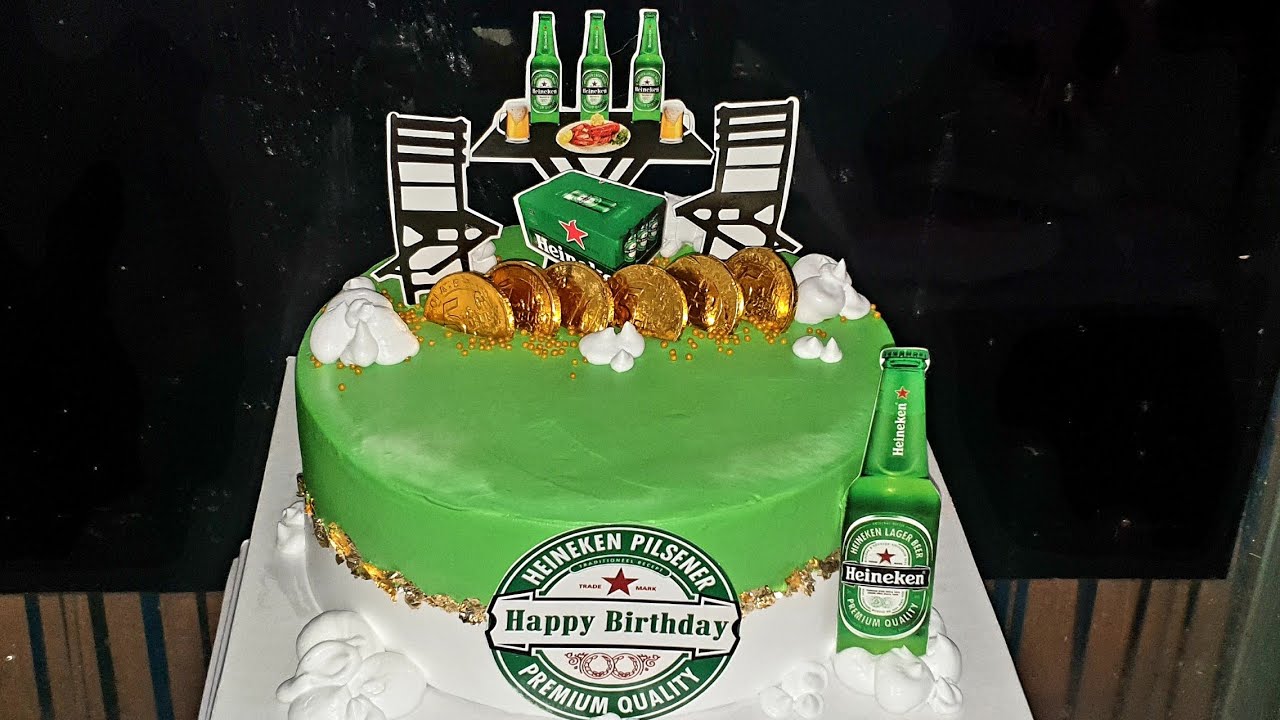 HEINEKEN CAKE !Heineken beer can cake decorating cake - YouTube