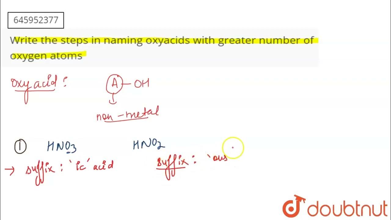 Write the steps in naming oxyacids with greater number of oxygen atoms | CLASS 8 | LANGUAGE OF ...