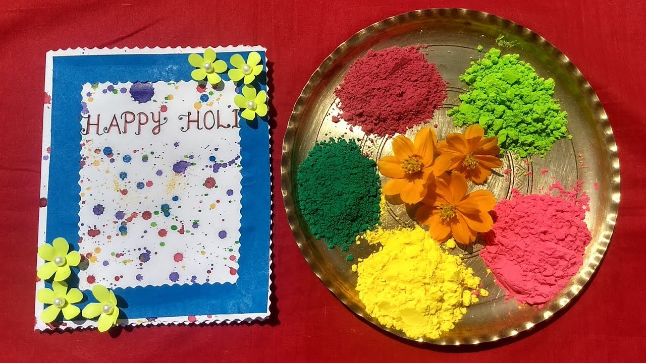 Happy Holi Card//Easy Card for Holi//Handmade Greetings Card for Holi ...