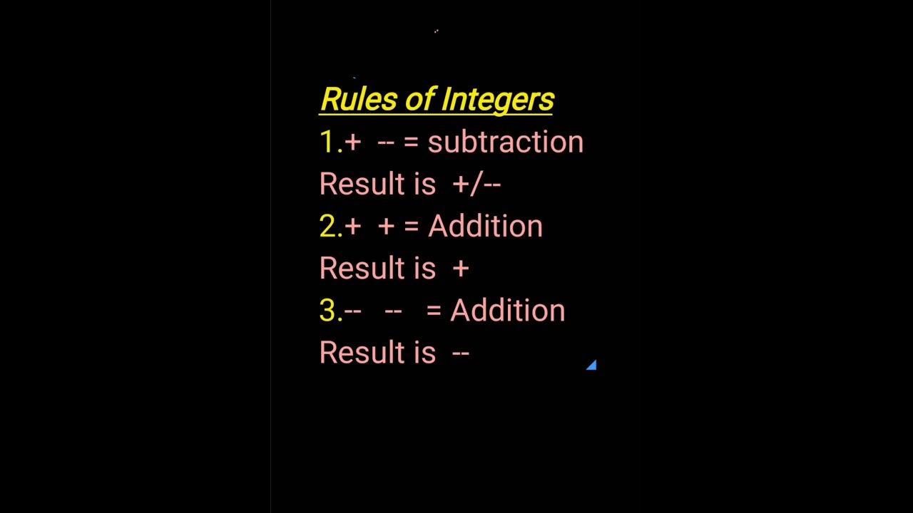 rules of integers| class6,7,8,9,10| basics of integers - YouTube