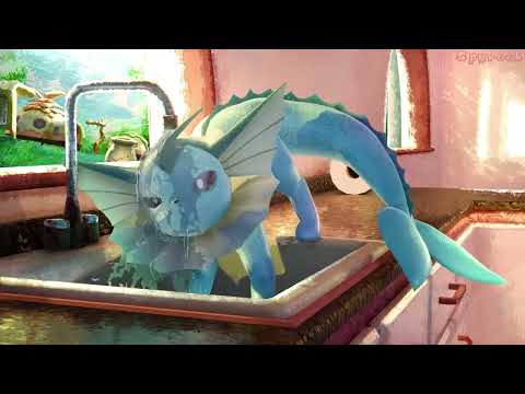 Vaporeon drinking water 😂