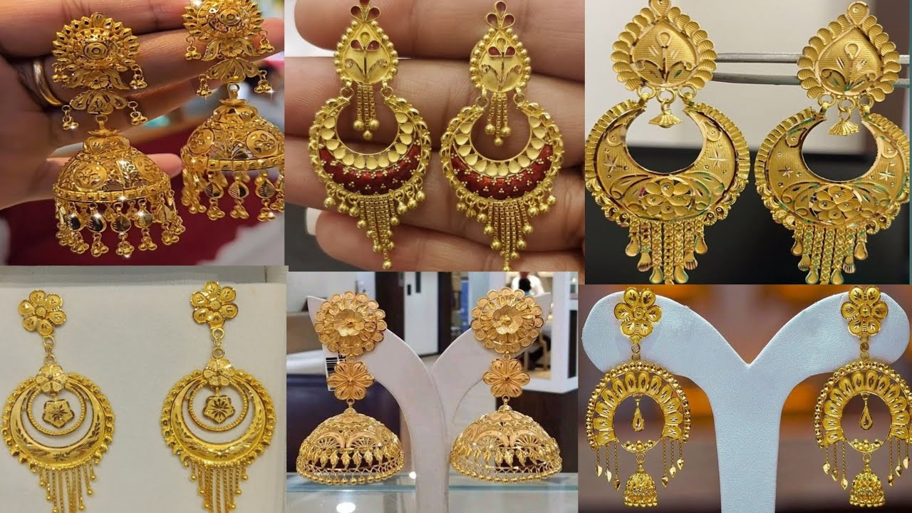 Gold earrings new light weight designs/karwachauth special gold ...