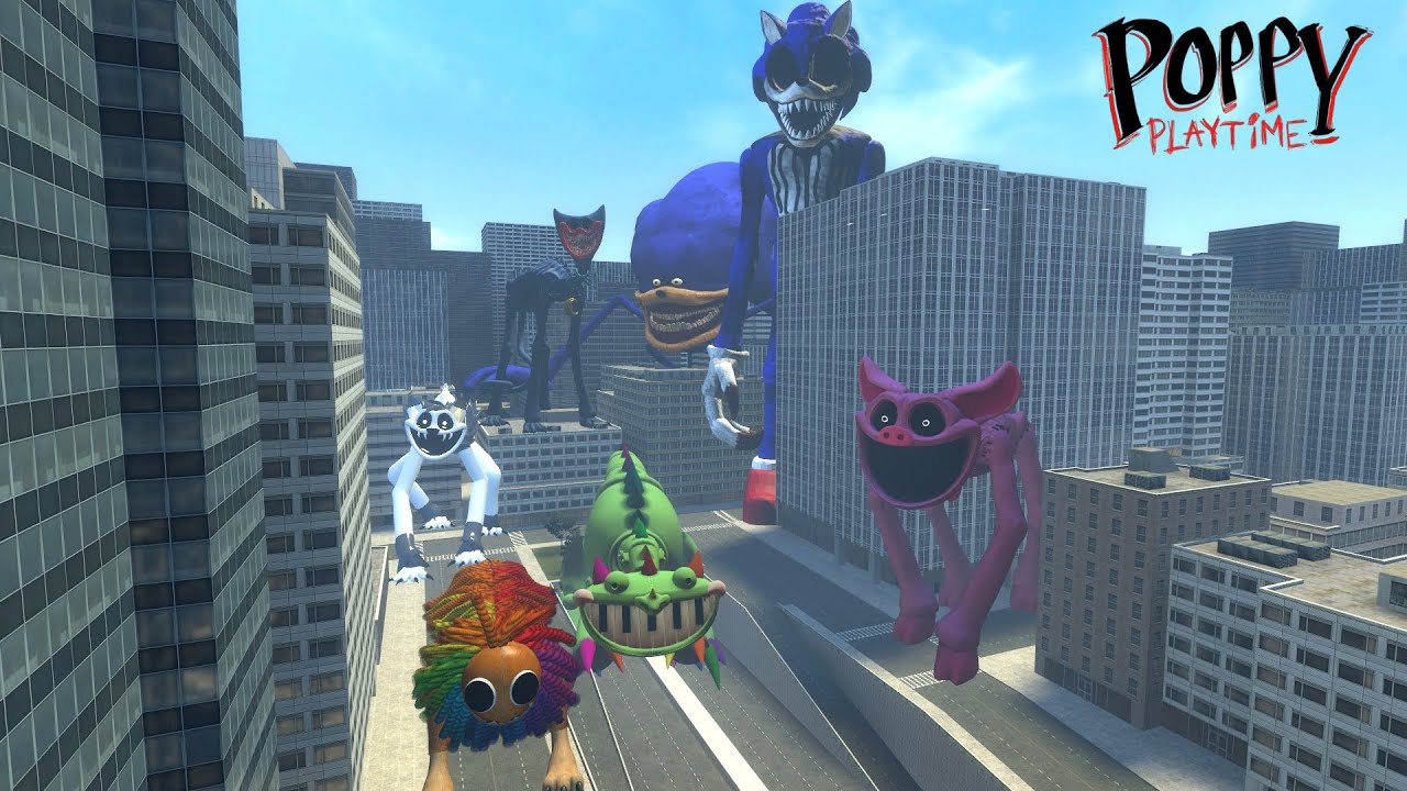 Surviving Poppy Playtime 1,2,3,4 Monsters vs Sonic, Sonic.exe, Shin ...