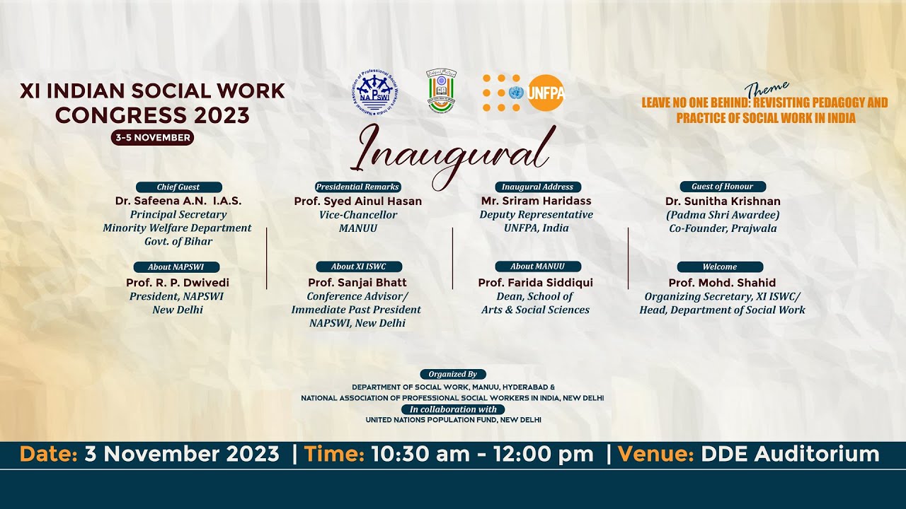 XI Indian Social Work Congress 2023 | Inaugural Session -2| NAPSWI ...