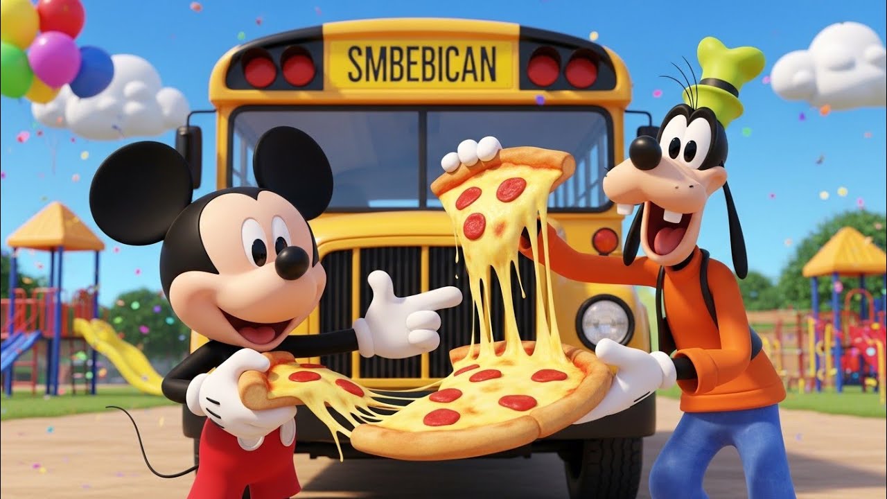 Mickey & Goofy Pizza Party on the School Bus 🚌🍕 | Fun Kids Cartoon ...